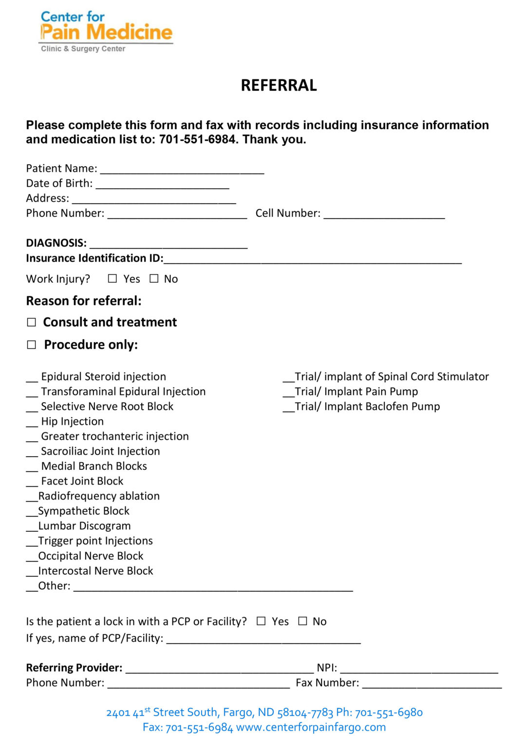 Refer a Patient | Center for Pain Medicine, P.A.